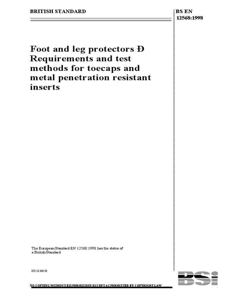 Foot and Leg Protectors Ð Requirements and Test Methods For Toecaps and ...