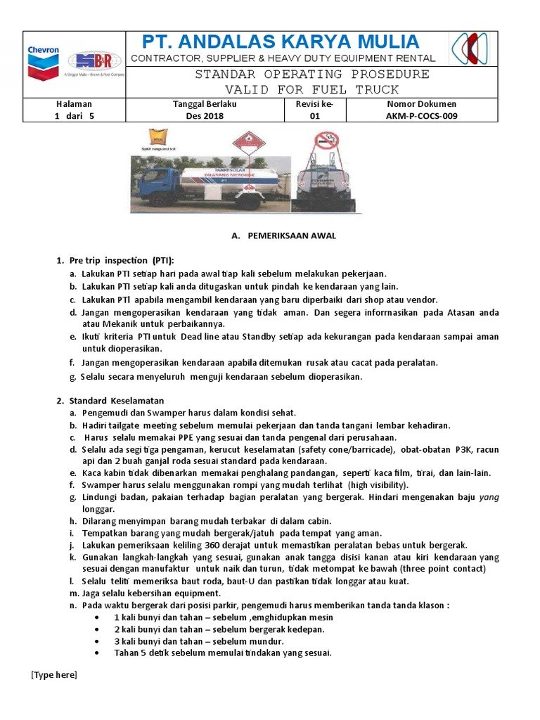 Sop Fuell Tank Ok | PDF