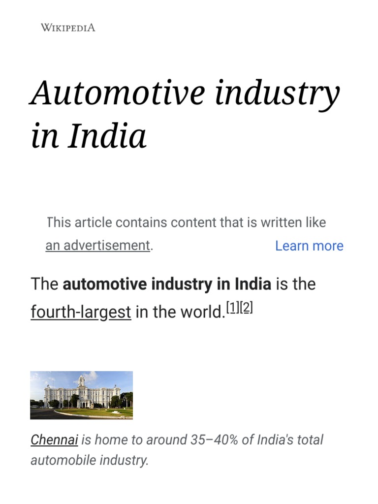 Automotive Industry in India - Wikipedia | PDF | Car | Car Manufacturers