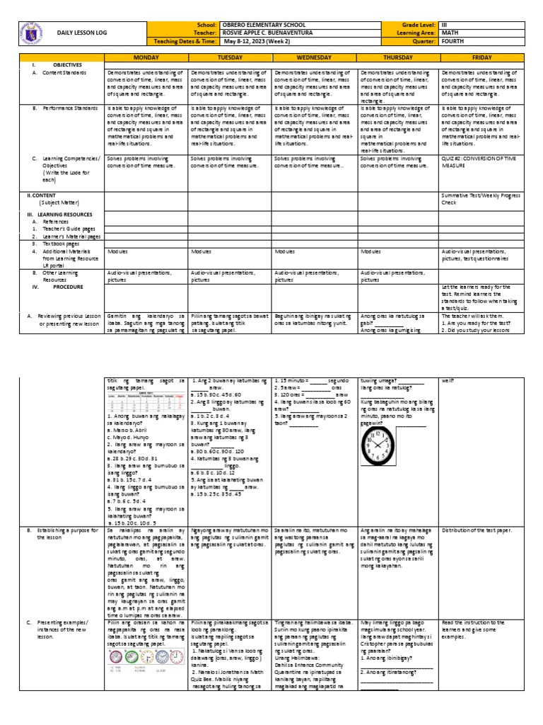 DLL Math-3 Q4 W2 | PDF