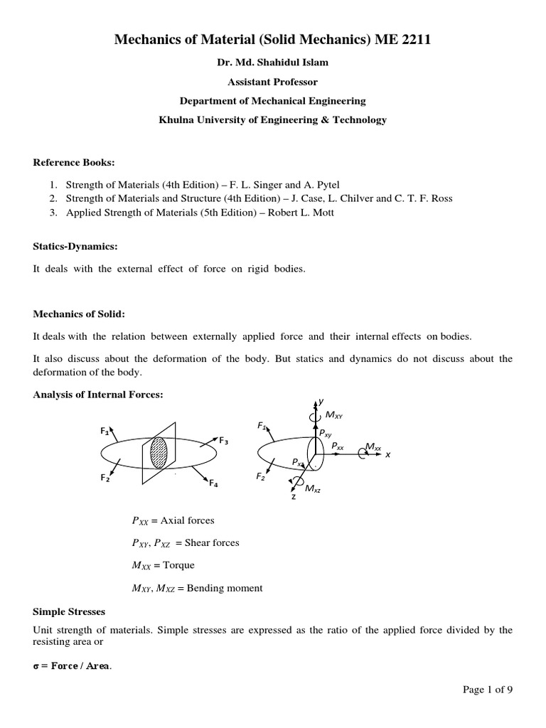 Solid Mechanics Chapter-1 | PDF
