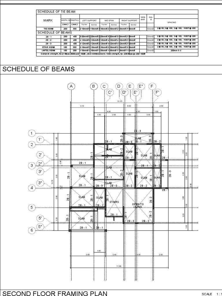 Schedule of Beams: A B C D' E' E" F C' D E F' | PDF