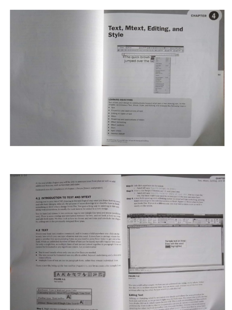 MODULE 3& 4 AutoCAD Text, Mtext, Editting, Style and Hatch Patterns | PDF