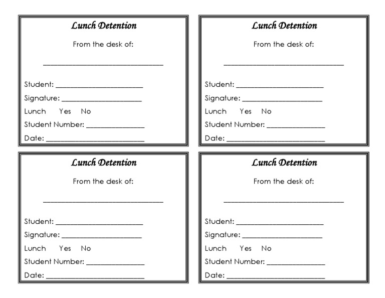 Lunch Detention Slip | PDF