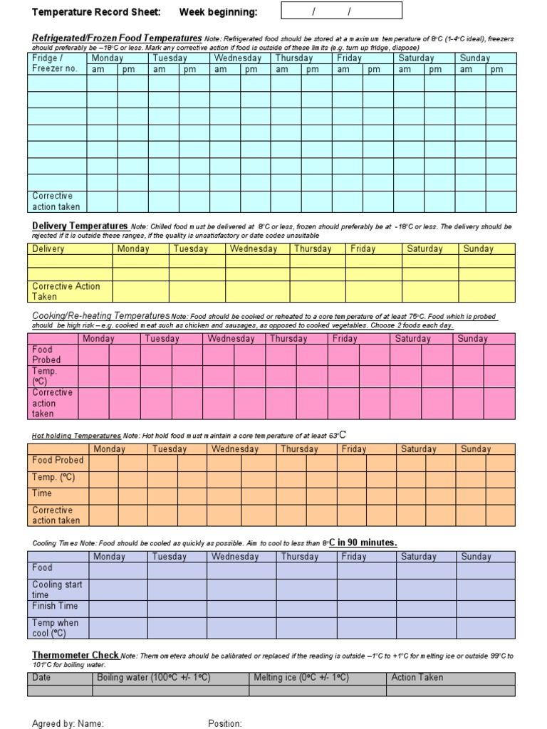 Temp Record Sheet | PDF