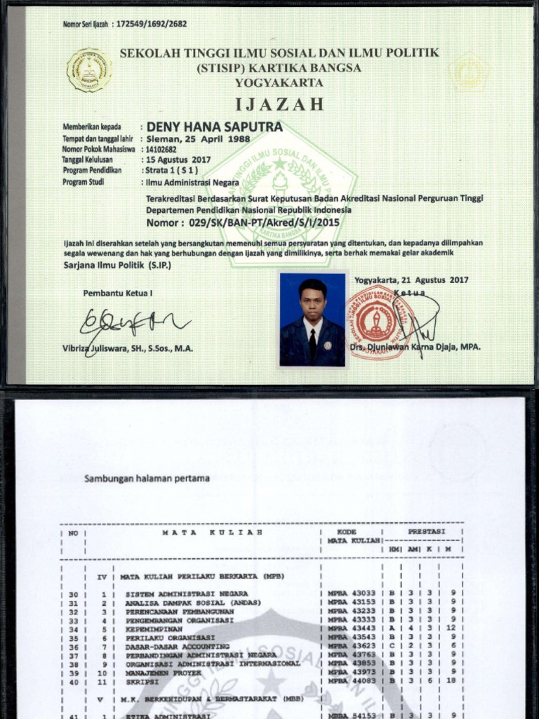 Ijazah & Transkip S1 - Compressed | PDF