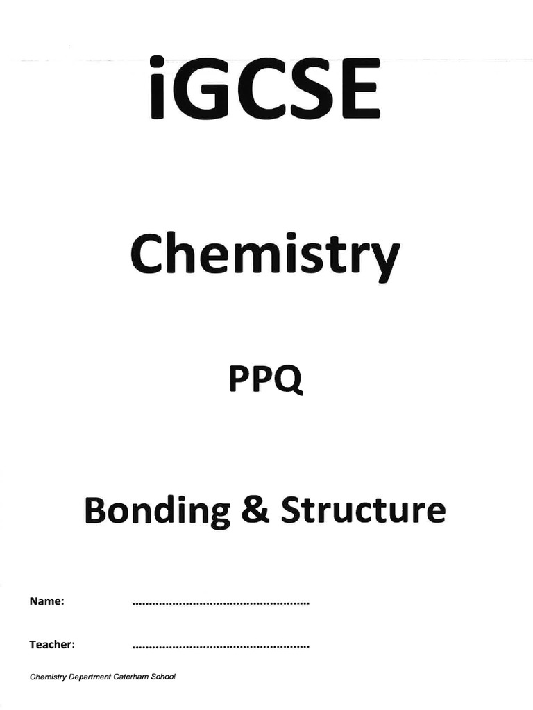 3rd Yr - Bonding & Structure PPQ | PDF