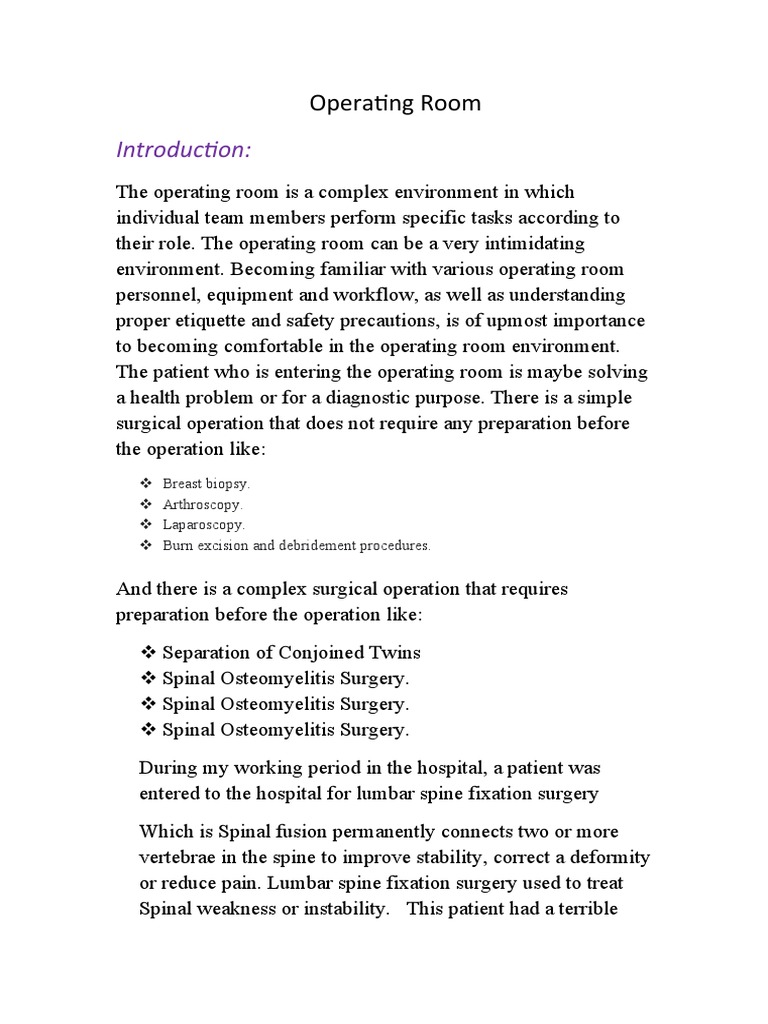 Operating Room Report | PDF