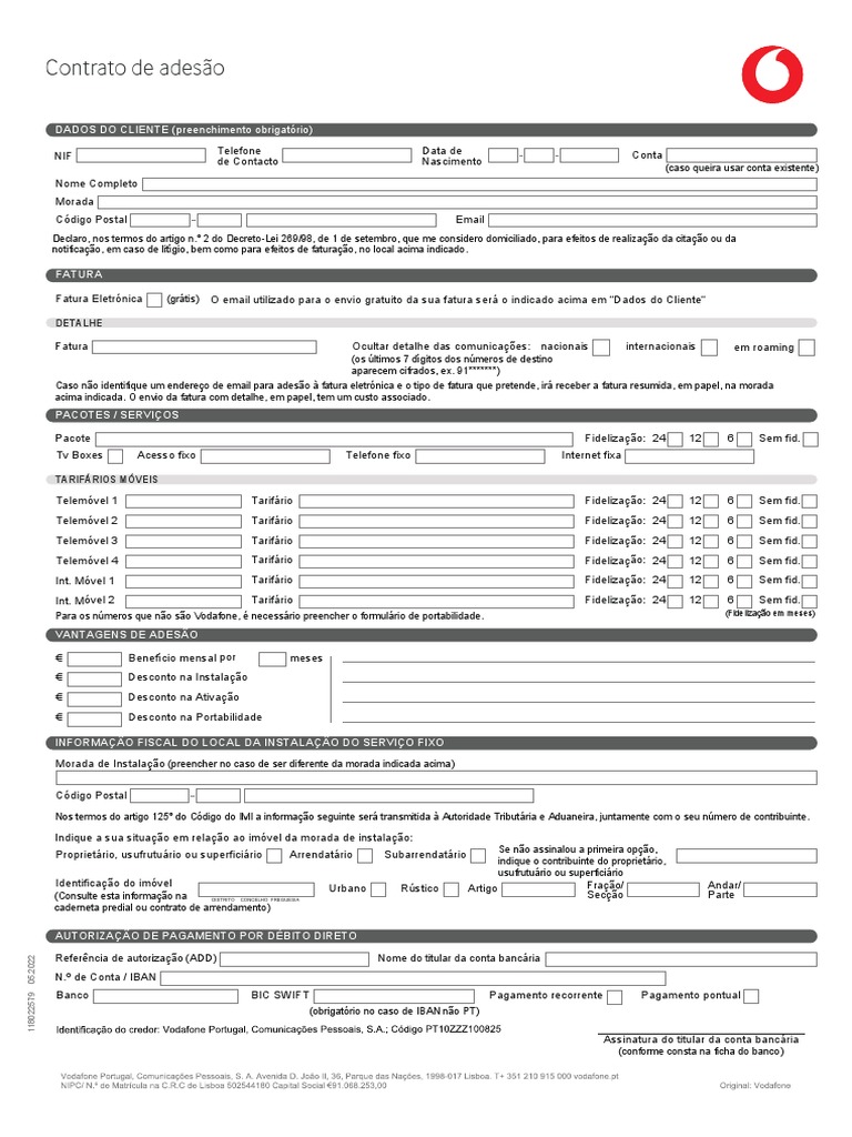 Formulário de Adesão | Download grátis PDF | Roaming | Internet