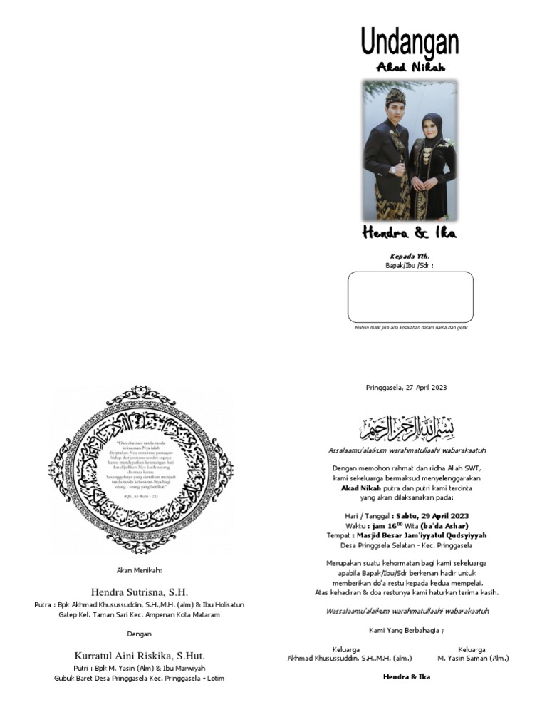 Undangan Hendra F4 | PDF