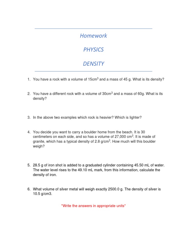 Density HW | PDF