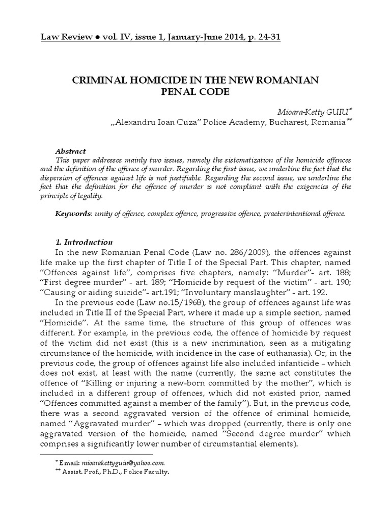 Criminal Homicide New RO CC | PDF | Crimes | Crime & Violence