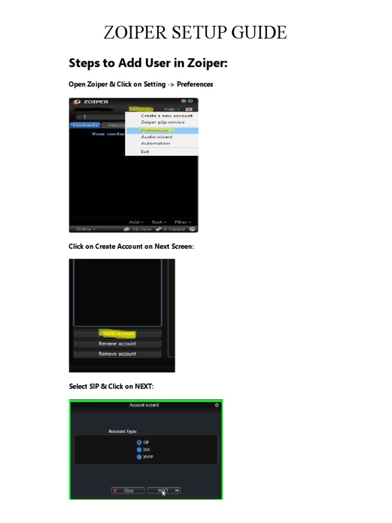 Zoiper Setup Guide | PDF