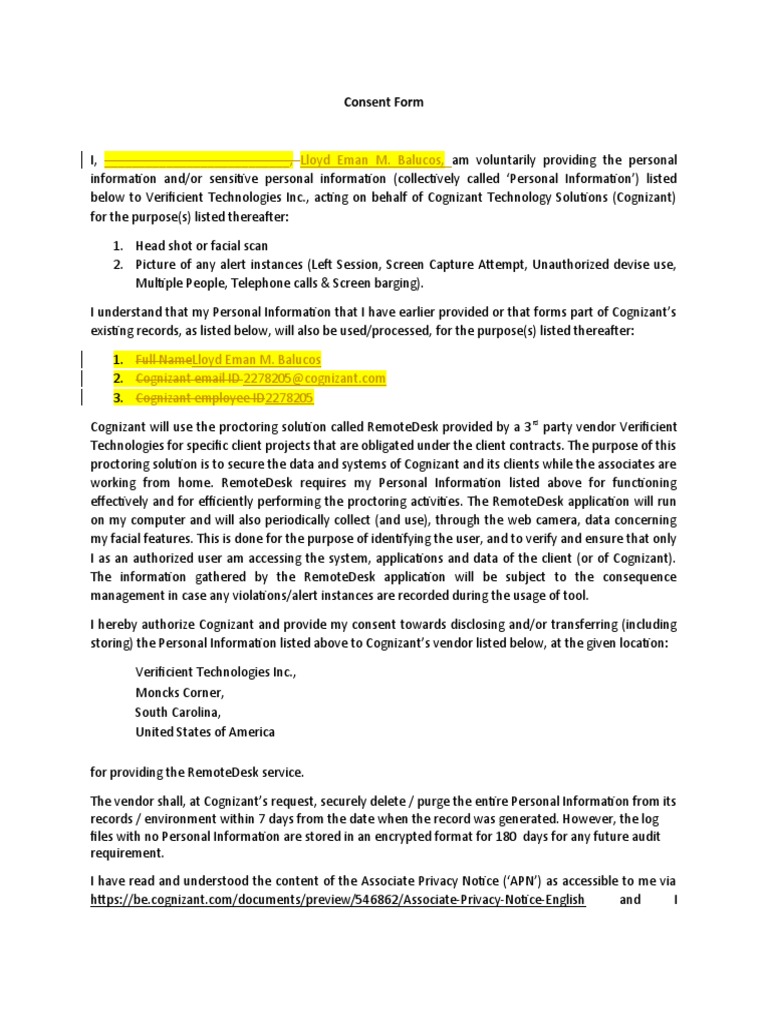 Consent Form - RemoteDesktop | PDF