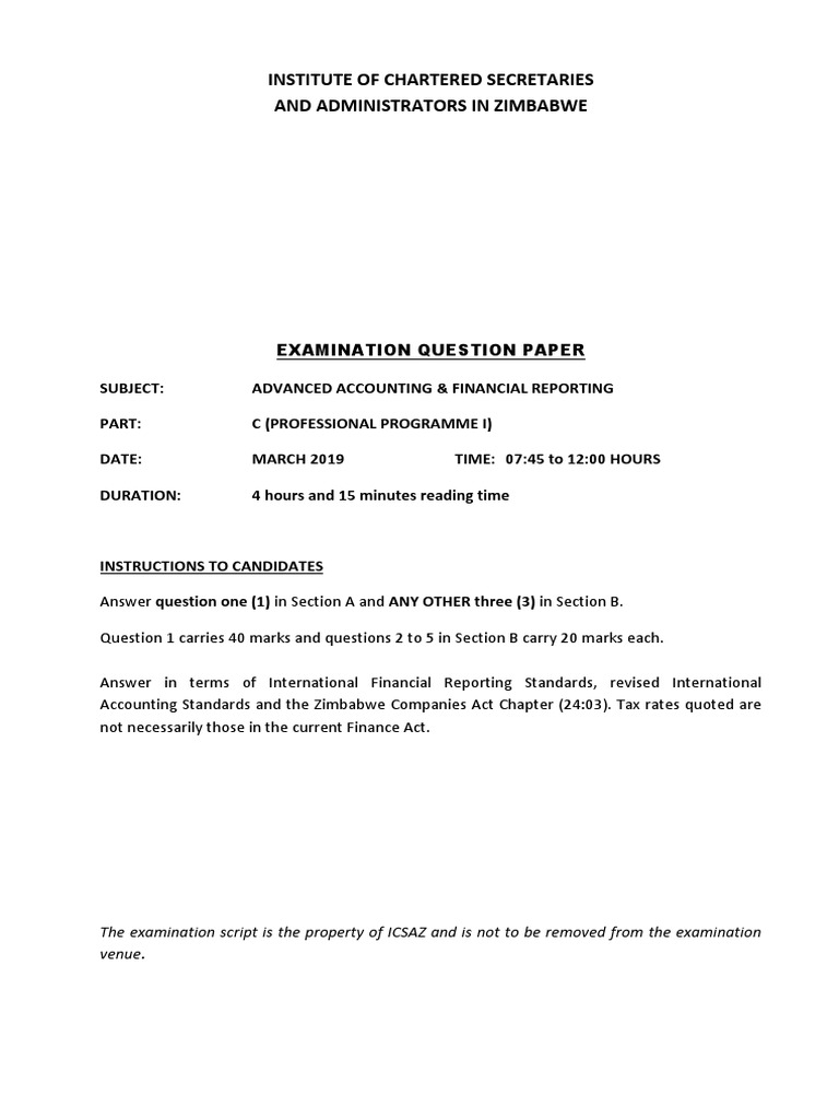 AAFR March 2019 Question Paper | PDF