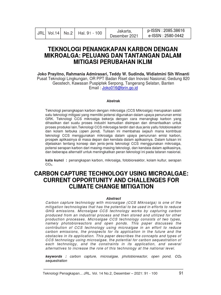 Teknologi Penangkapan Karbon Dengan Mikroalga: Peluang Dan Tantangan Dalam Mitigasi Perubahan ...