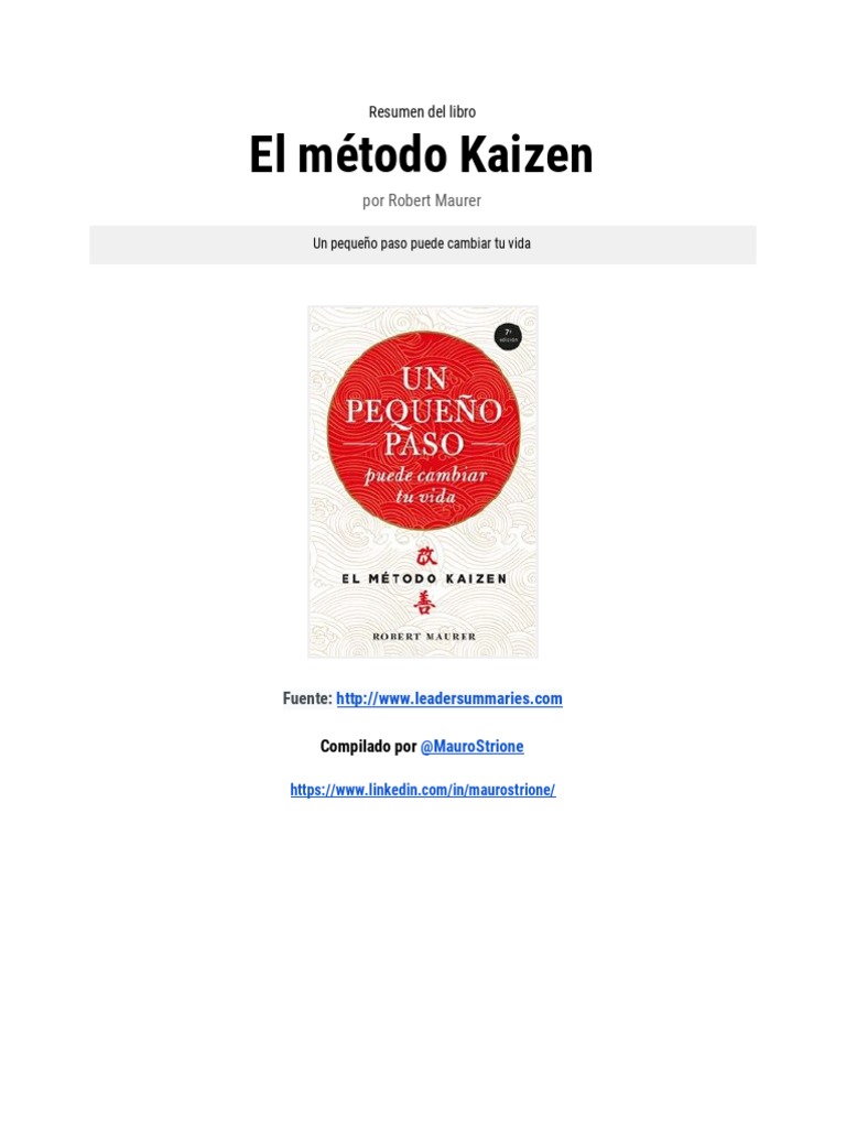 Resumen del libro "El método Kaizen" | PDF | Diarrea | Mente
