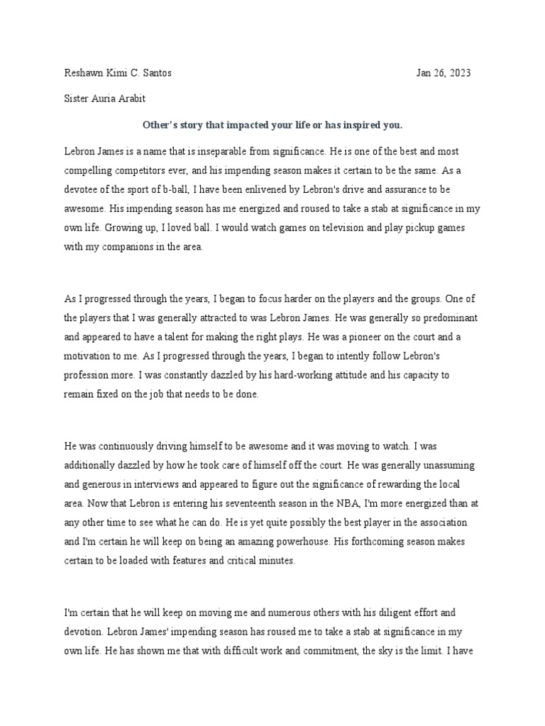 Activity 1 My CORE STORIES | PDF | Le Bron James