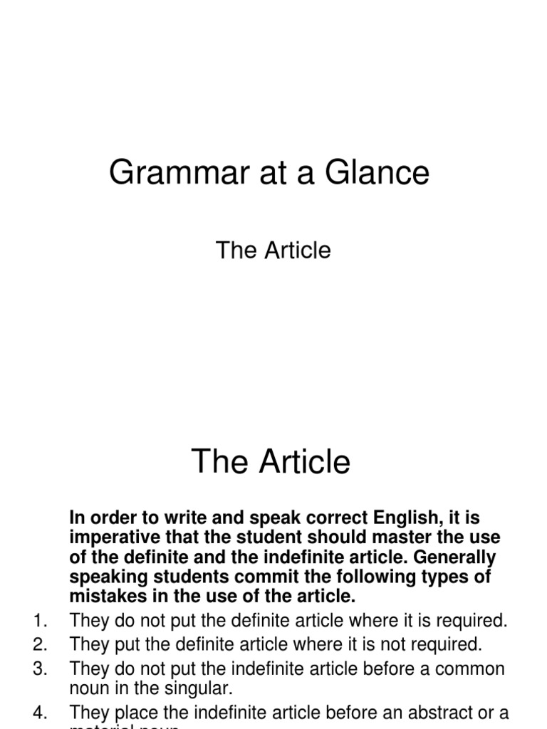 Understanding Definite Articles in Grammar | PDF | Noun | Syntactic ...