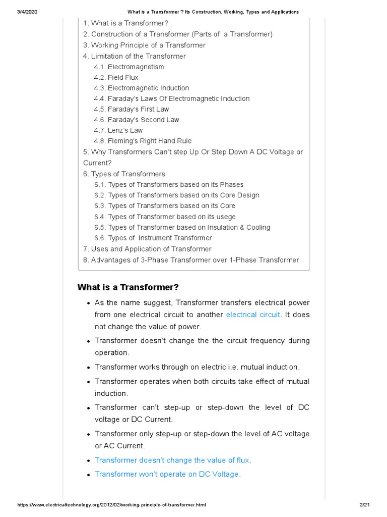 What Is A Transformer - Its Construction, Working, Types and ...