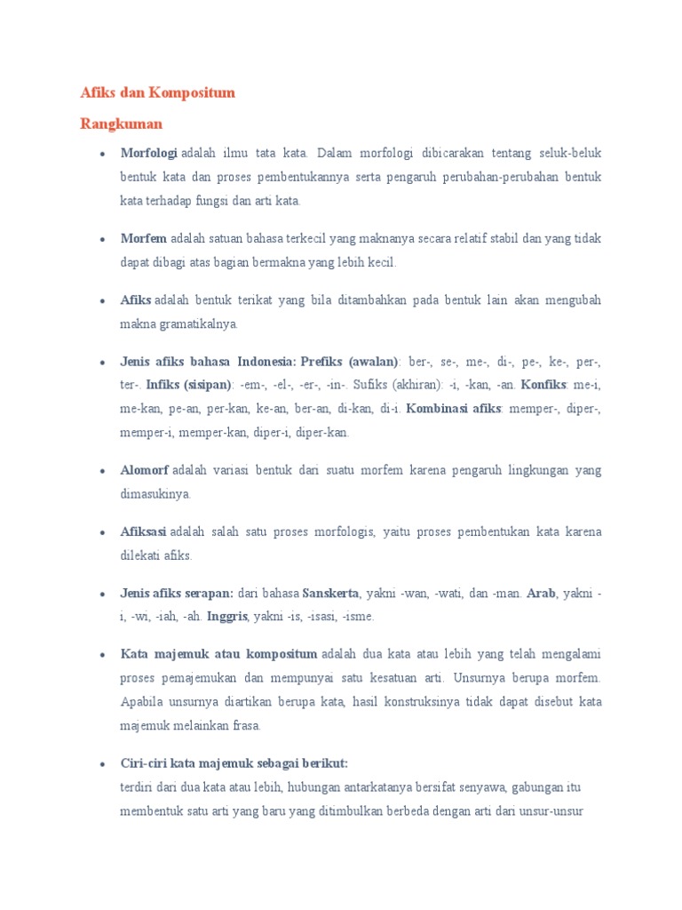 Afiks Dan Kompositum | PDF