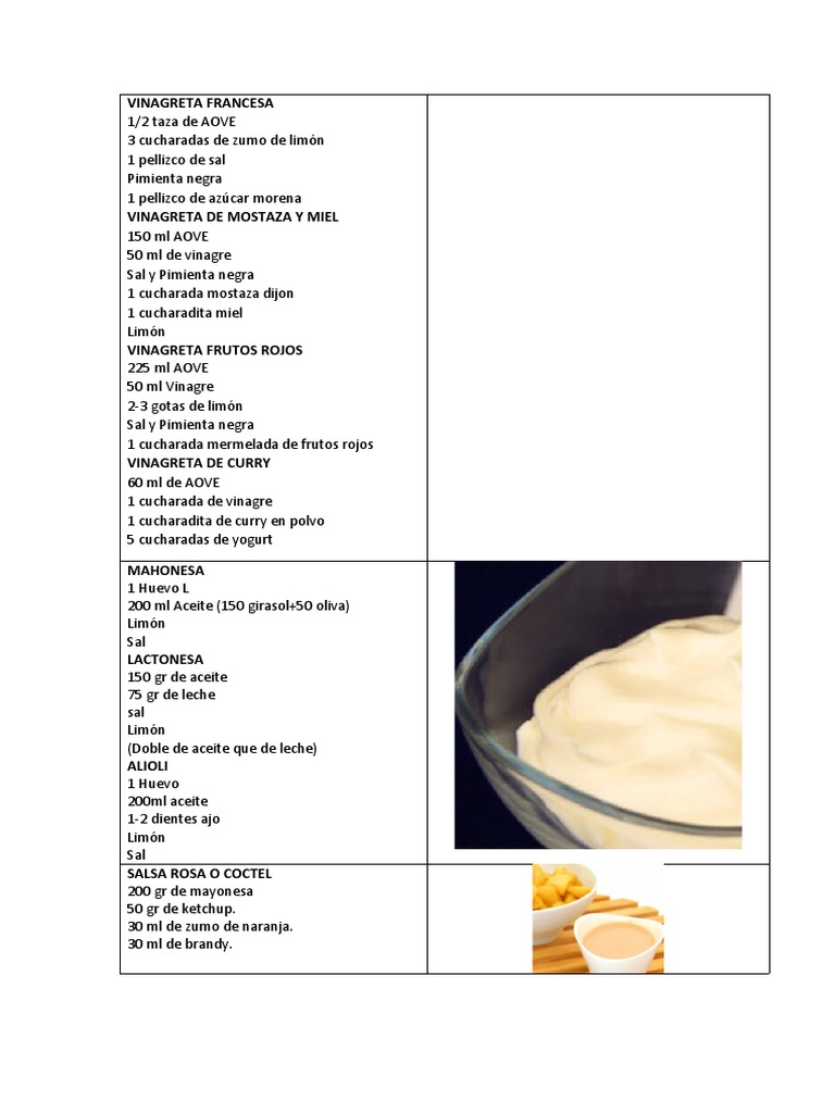 Recetas Vinagretas | PDF