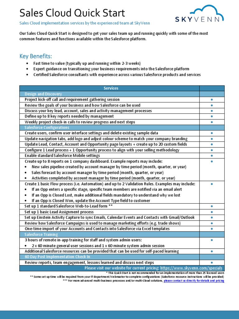 Quick Start Salesforce Sales Cloud | PDF | Sales | Cloud Computing