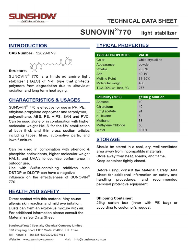 Tds-Sunovin 770 | PDF