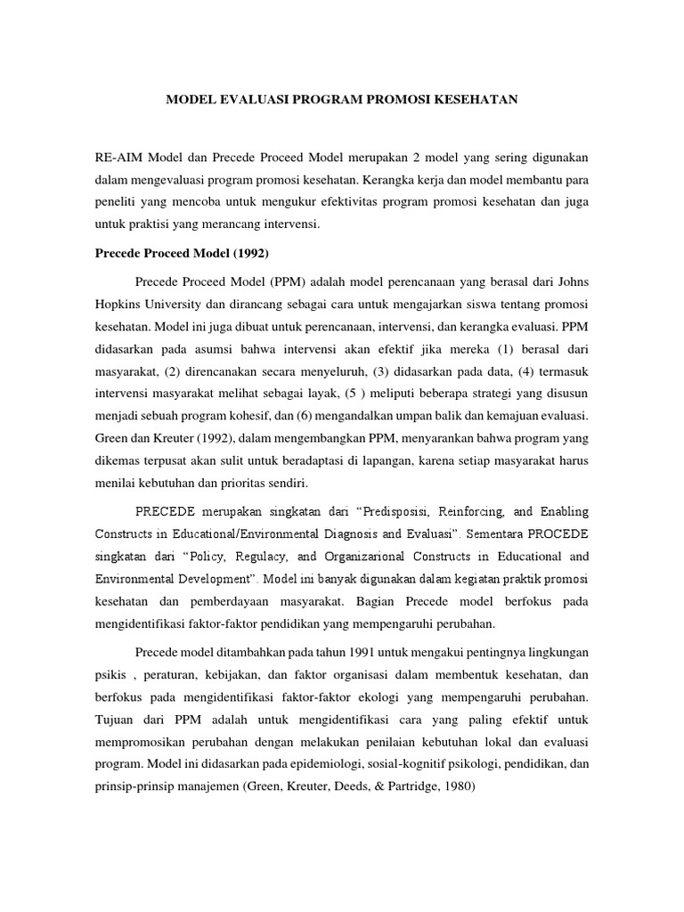 Model Evaluasi Program Promosi Kesehatan | PDF