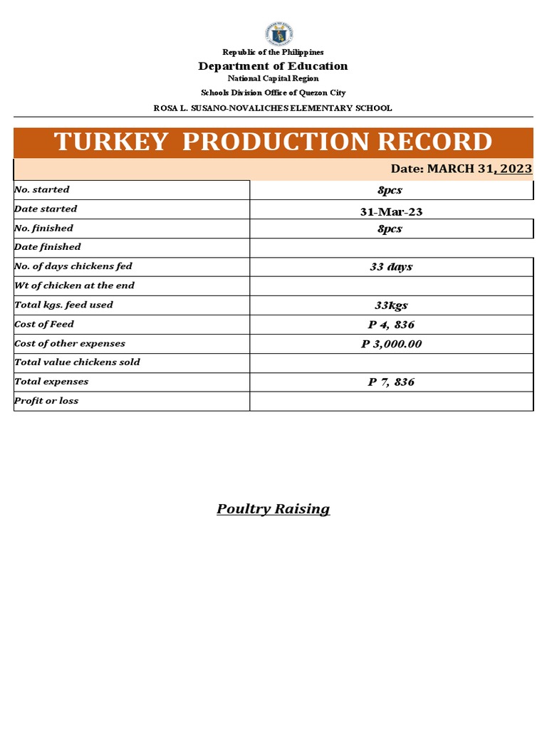 TURKEY Production Record | PDF