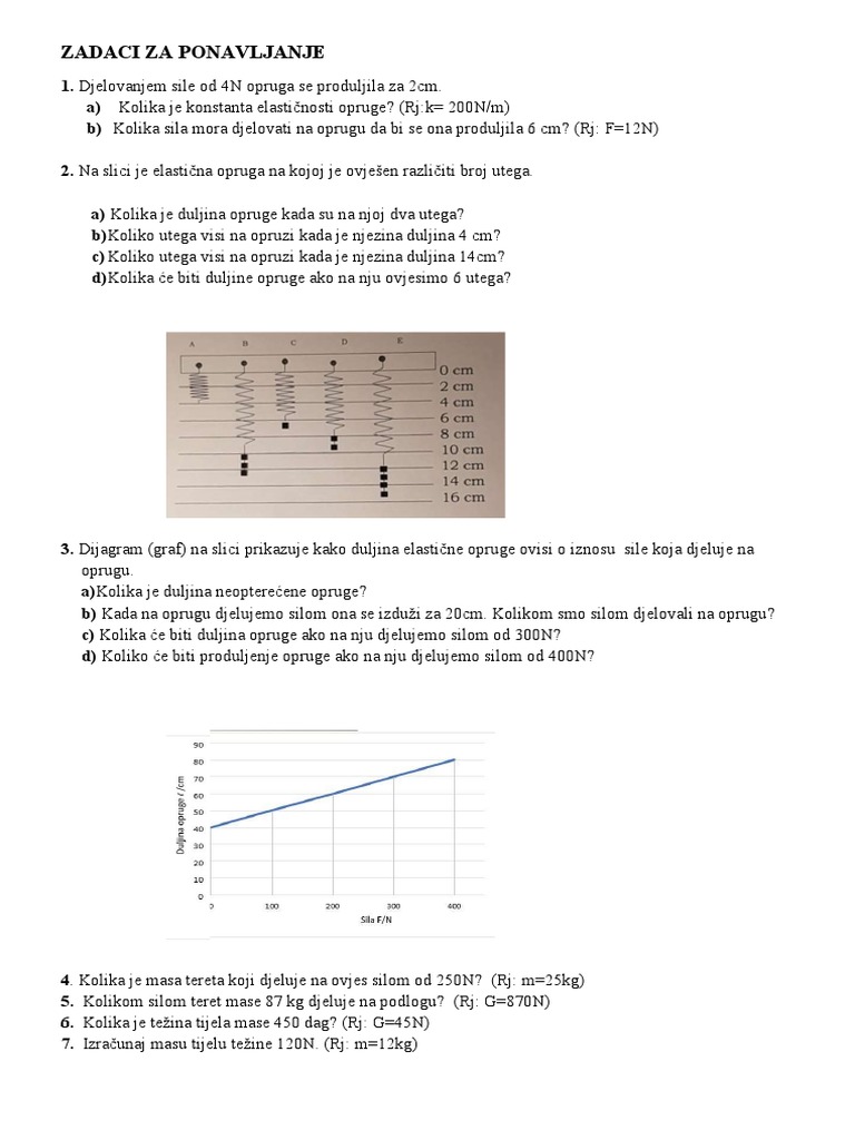 Zadaci Za Ponavljanje - Međudjelovanje Tijela-1 | PDF