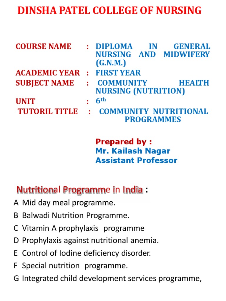 Community Nutritional Programmes Overview | PDF | Malnutrition | Salt