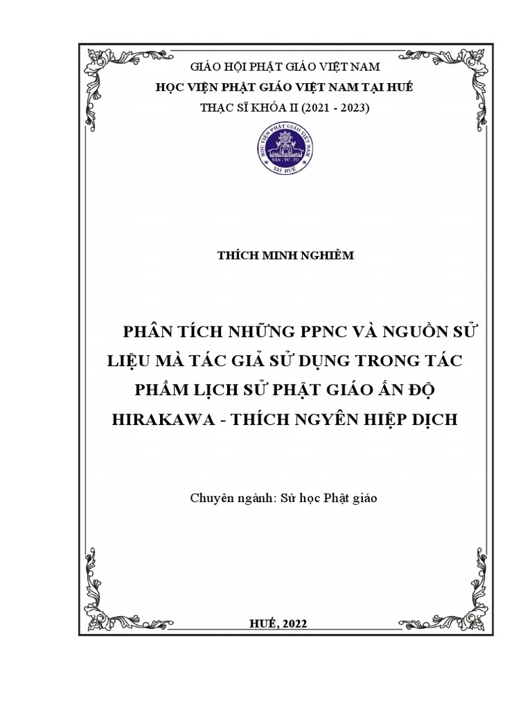 TIỂU LUẬN PPNC SỬ HỌC - Thích Minh Nghiêm 1 | PDF