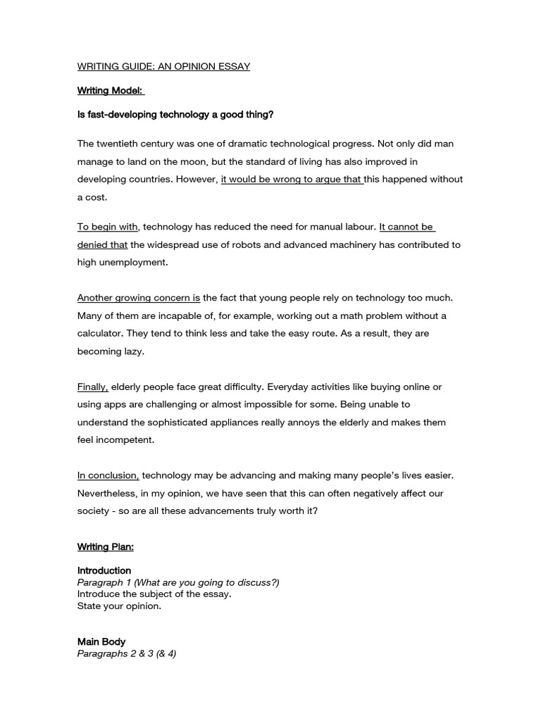 Opinion Essay Writing Guide | PDF | Self-Improvement
