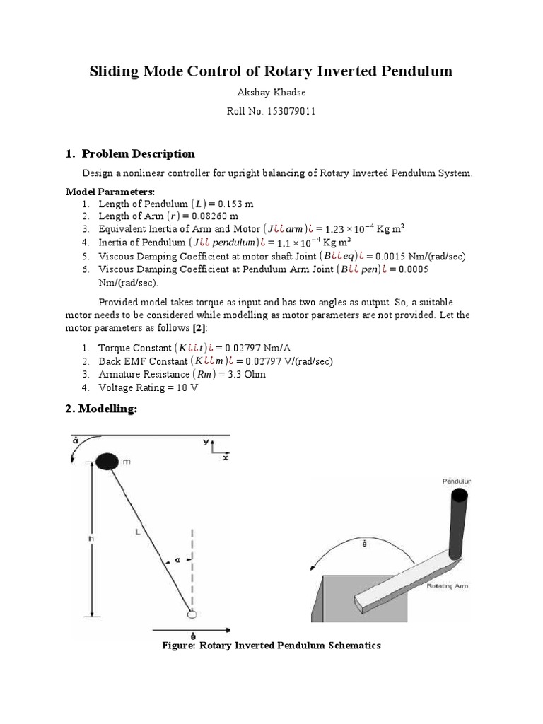 Sliding Mode Control of Rotary Inverted Pendulum | PDF