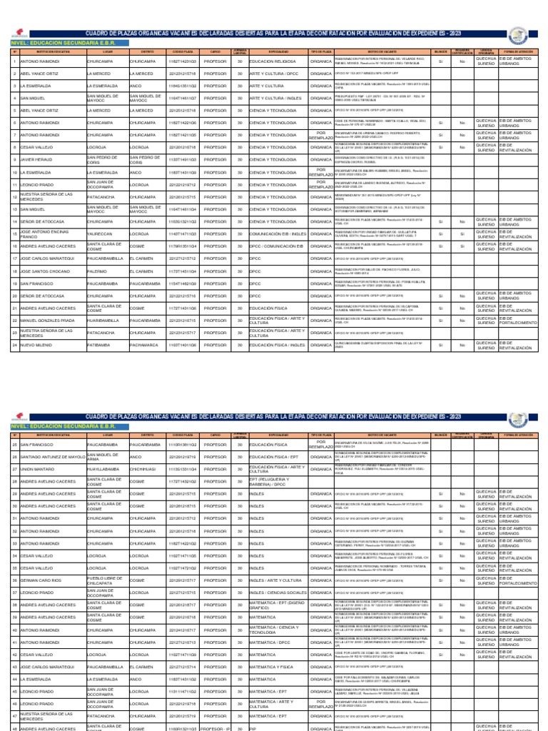 Formato de Plazas | PDF