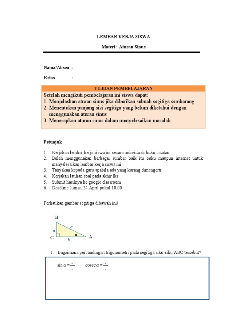 LKPD Aturan Sinus | PDF