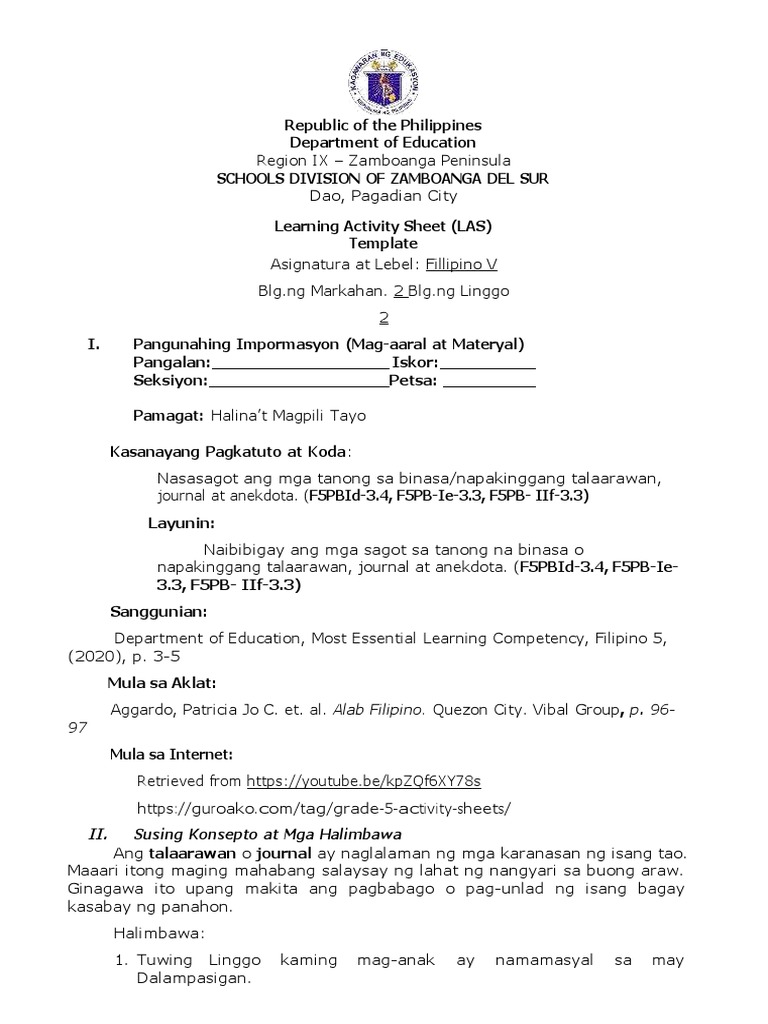 LAS Filipino 5 Q2W2 RapidoBernard | PDF