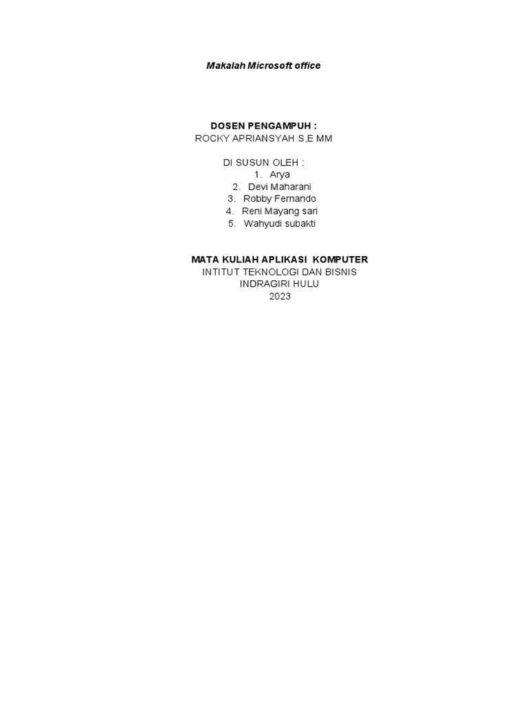 Makalah Microsoft Office | PDF | Seni | Komputer