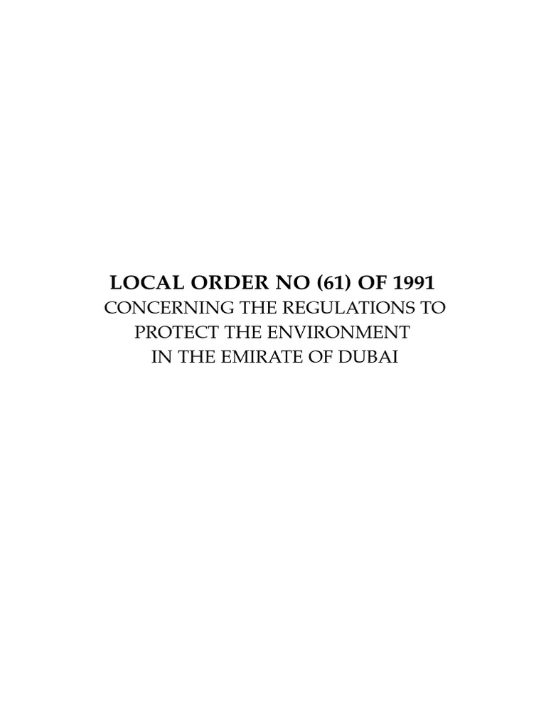 Uae Dubai Local Order 61 (1991) | PDF | Occupational Safety And Health ...