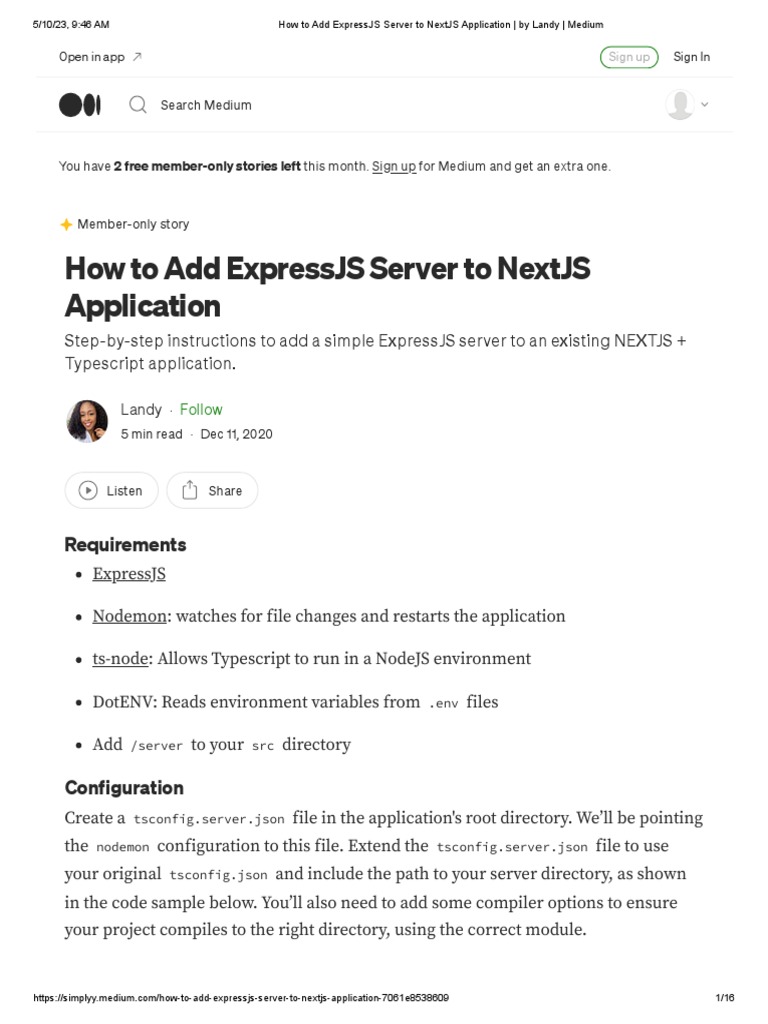 How To Add ExpressJS Server To NextJS Application | PDF | Computing | Web Development