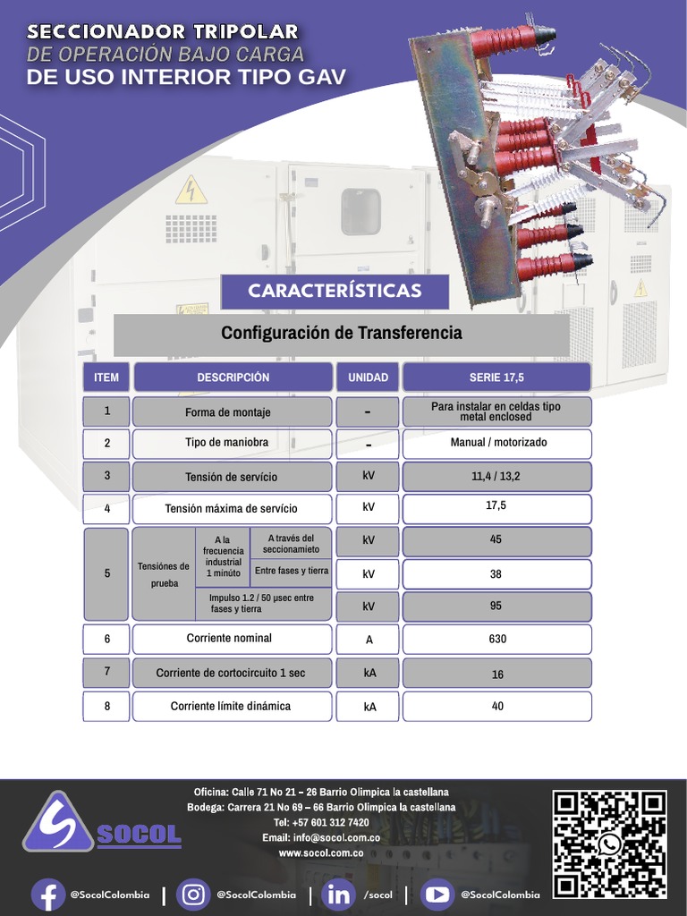 Ficha Tecnica Seccionador Socol Doble | PDF