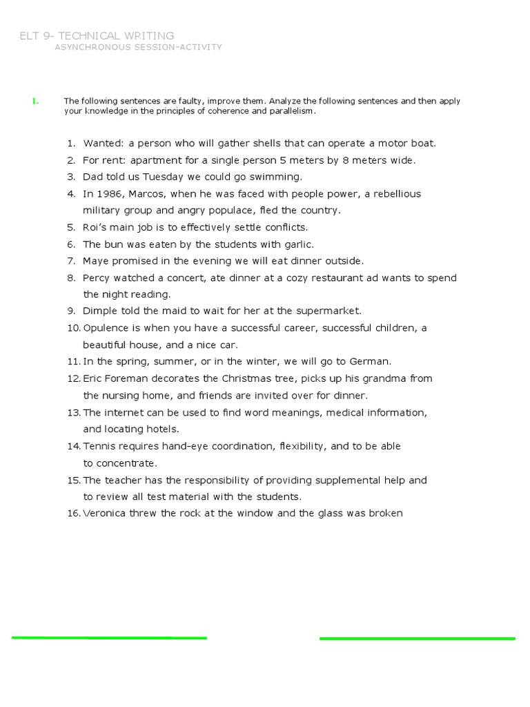 Activity-Coherence & Parallelism | PDF | Language Arts & Discipline