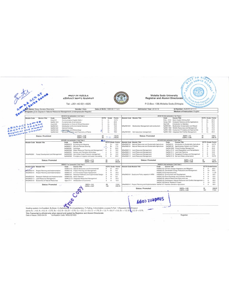 Transcript (Front and Back) | PDF