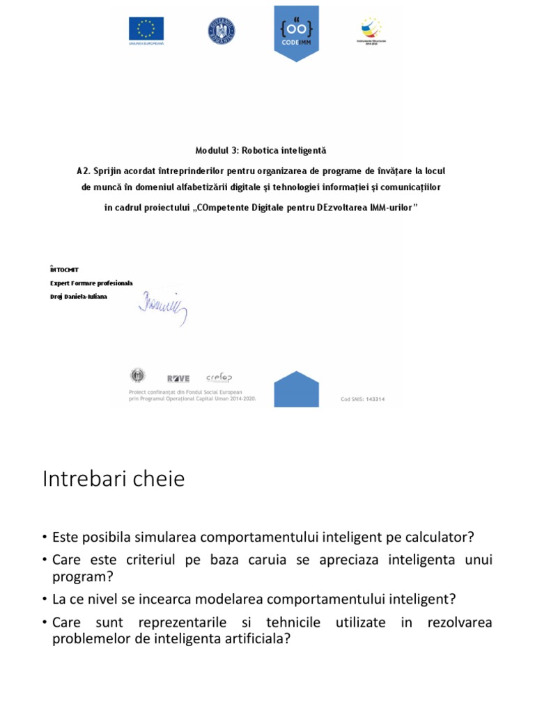 Modulul 3 Robotica Inteligentă | PDF