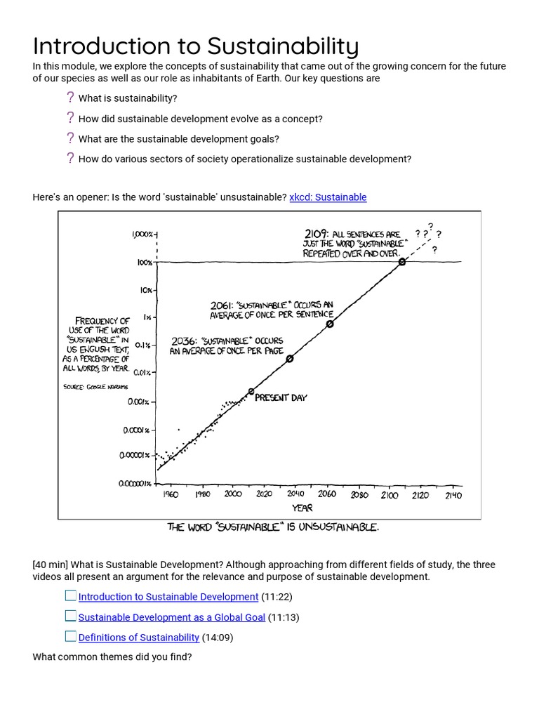 Introduction To Sustainability | PDF