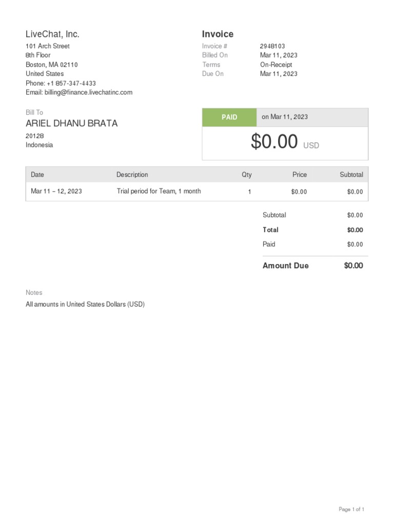 LiveChat Invoice 2948103 | PDF