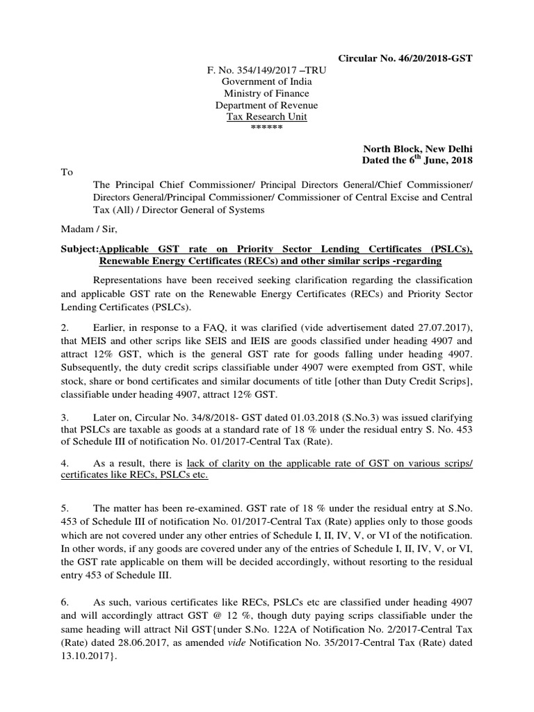 Circular 46-Priority Sector Lending Certificates (PSLCS) | PDF | Public ...