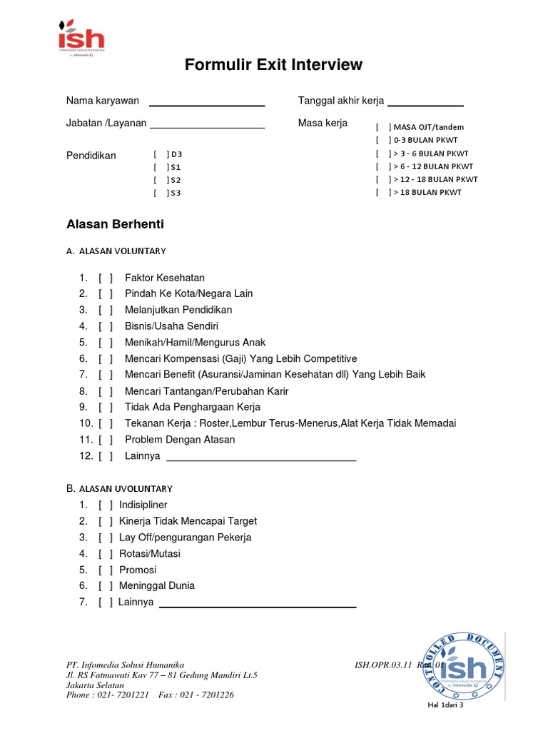 Form Exit Interview (New) | PDF