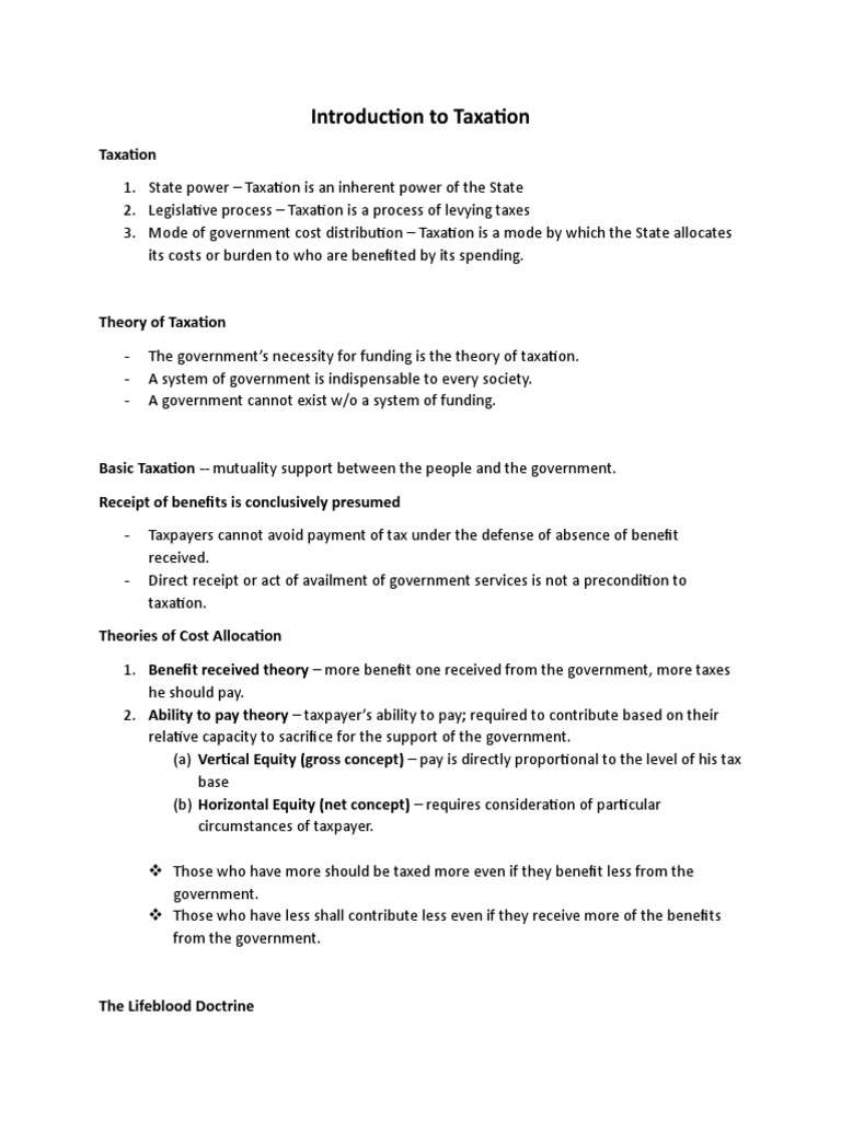 Introduction To Taxation | Download Free PDF | Taxes | Double Taxation